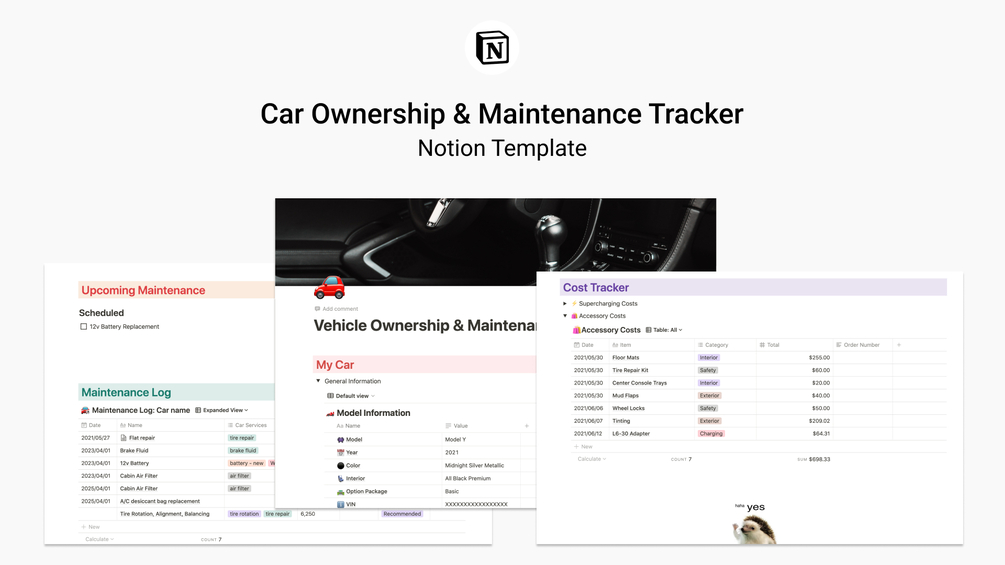 Car Ownership & Maintenance Notion Template