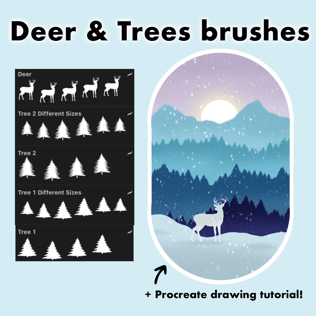 Trees & Deer Brushes for Procreate