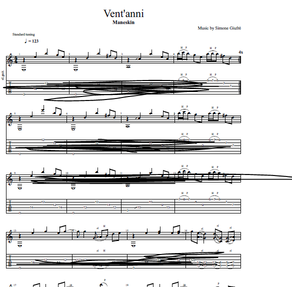 Tab + spartito Vent'anni