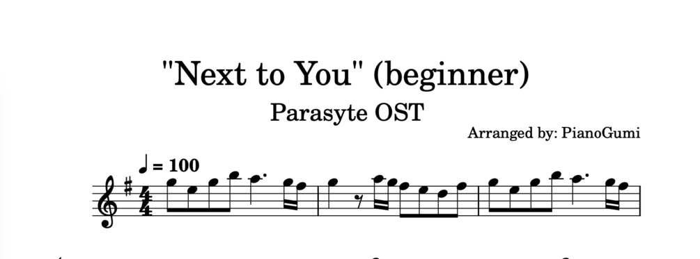 Parasyte OST - "Next to You" - BEGINNER Piano Sheet Music