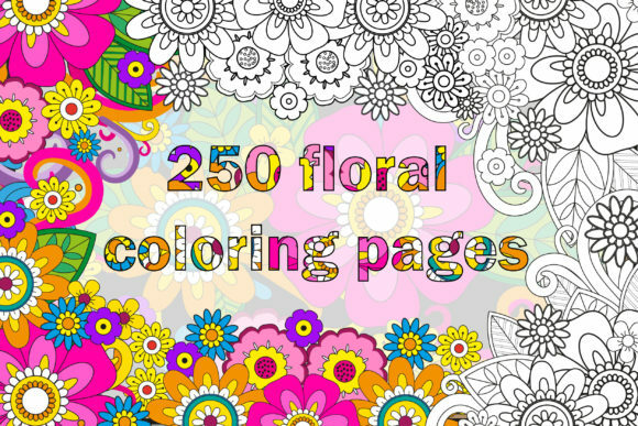 250+ Floral Coloring Pages Bundle