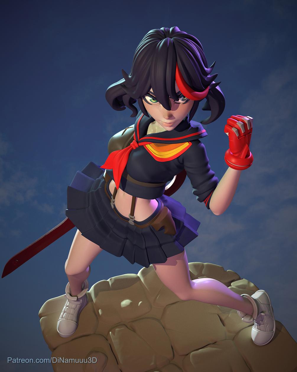 Ryuko Matoi School Uniform 3D Print STL, Render Images (Term2/2021)
