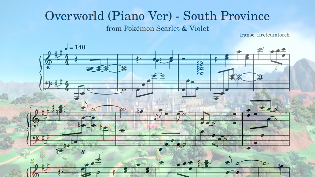 【Sheet Music】 Overworld - South Province (Pokemon Scarlet & Violet OST ...