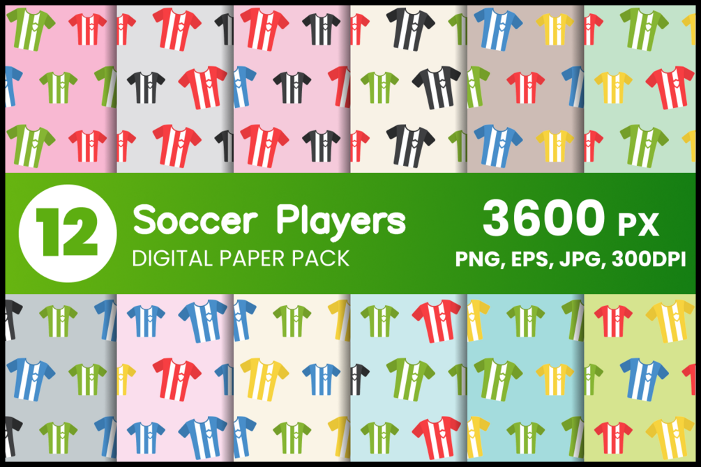 Soccer Players 12 Digital Paper Set