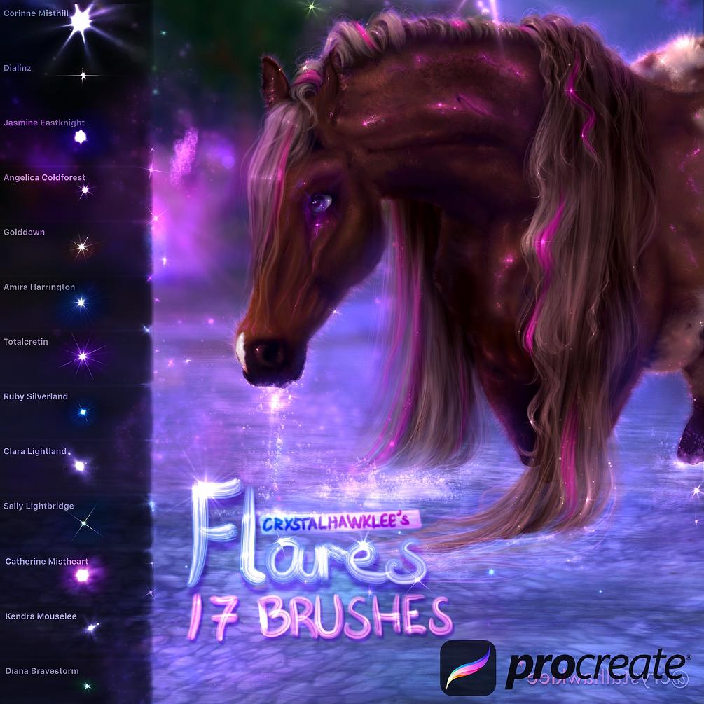17 Flare/Glow Brushes for Procreate app