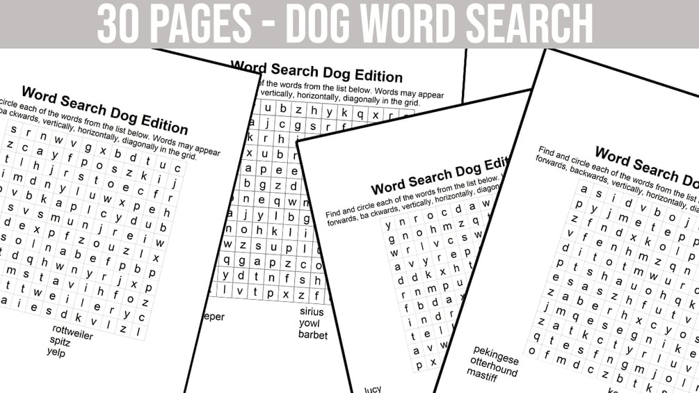 KDP Interior - 30 Dog Word Search Puzzles - Activity Book