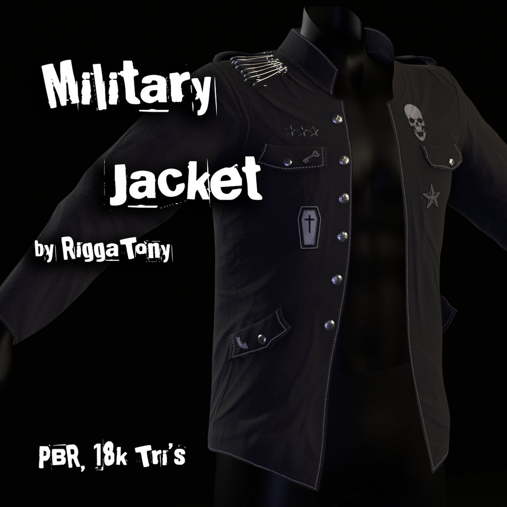 Patched Black Military Jacket