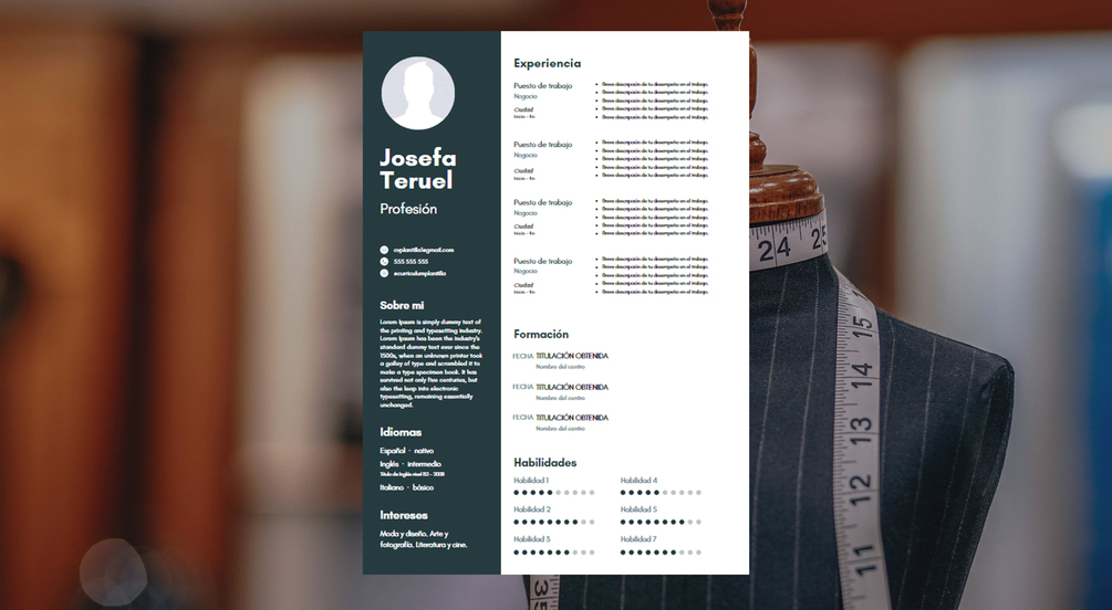 📄 Plantilla CV para trabajar en Bershka