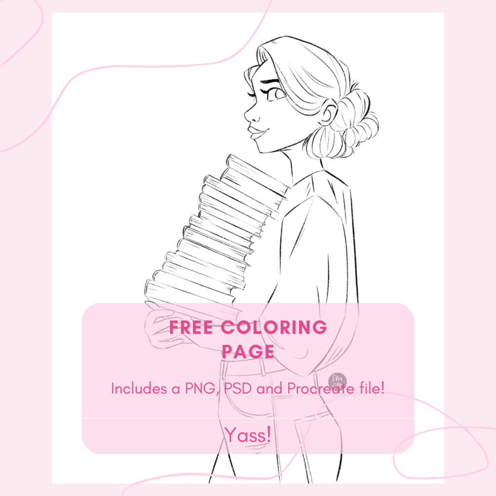 Book Girl Coloring Page