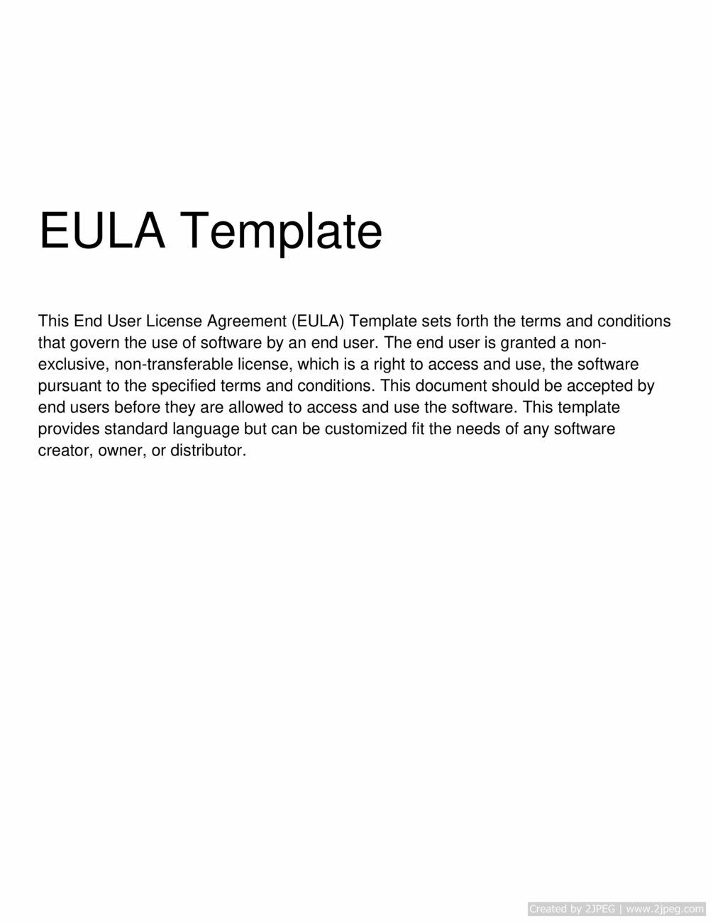 End User License Agreement Template