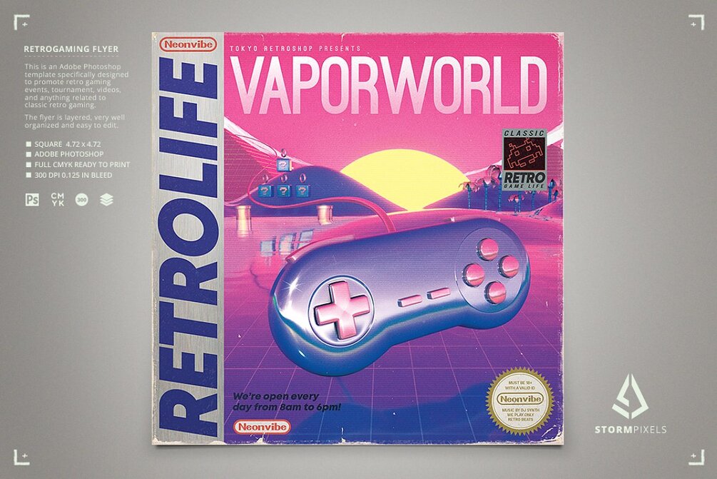 Retrowave Flyer Vintage Retro Game Cover