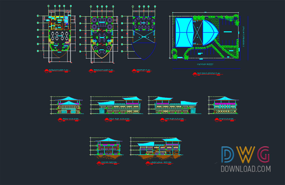 Restaurant Coffee Center Dwg Project - FN0337