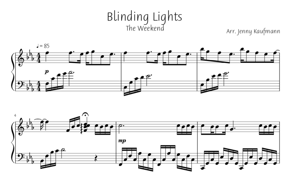 Blinding Lights Piano Sheet Music