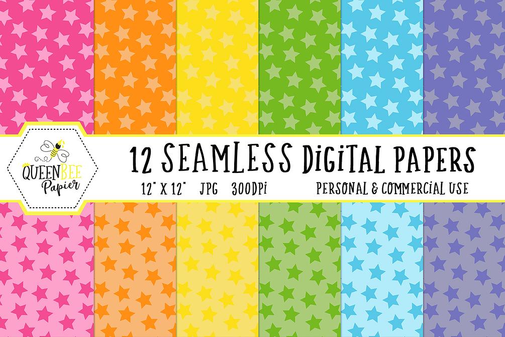 Stars Seamless Digital Paper Pack - Rainbow