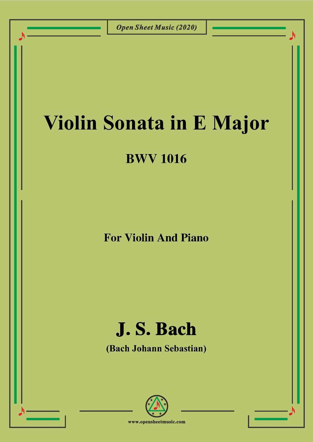 Bach,J.S.-Violin Sonata,in E Major,BWV 1016,for Violin and Piano