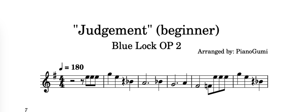 Blue Lock OP 2 - "Judgement" - BEGINNER Piano Sheet Music