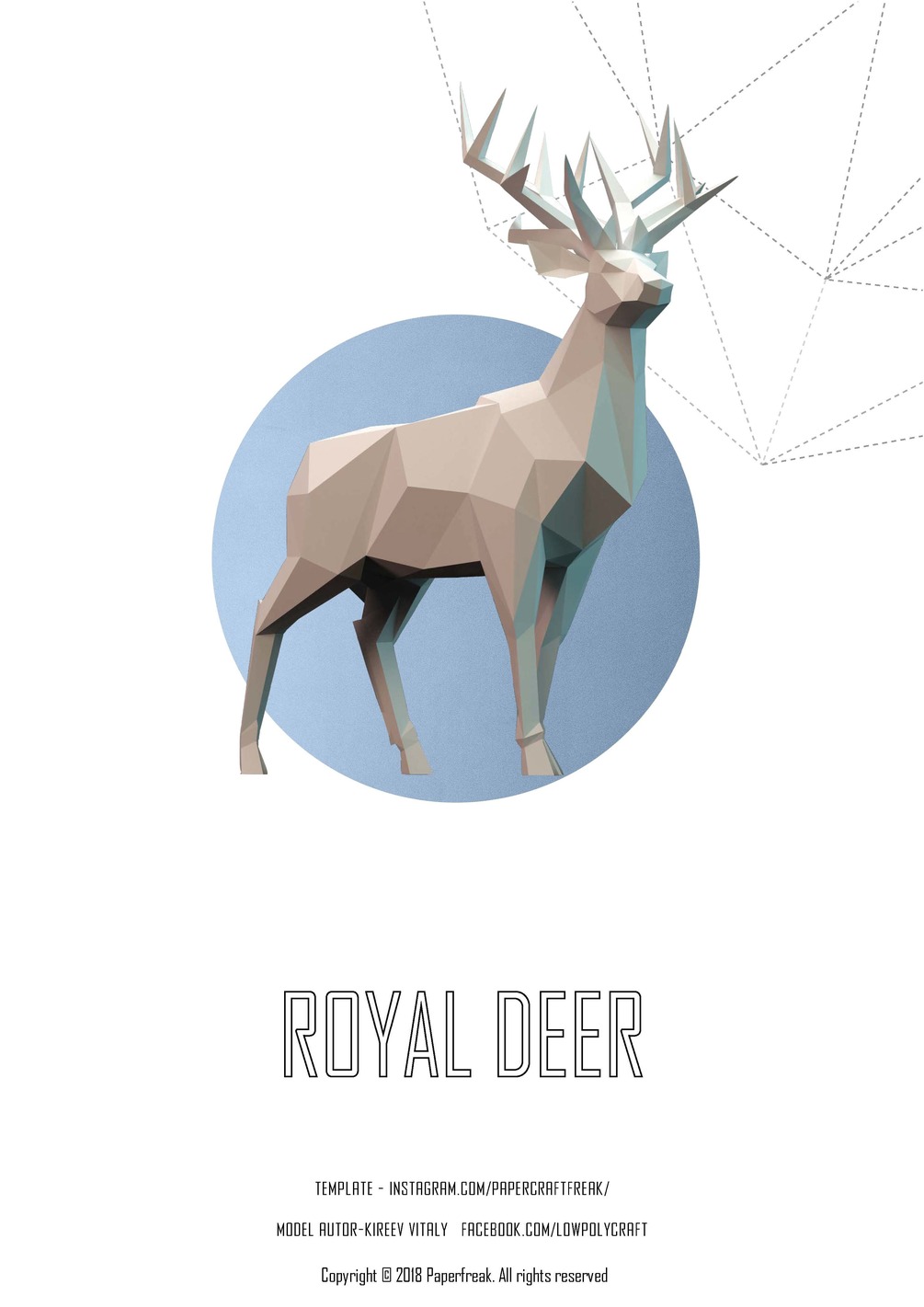 Papercraft 3D DEER template Sculpture DIY gift Decor for crismass home