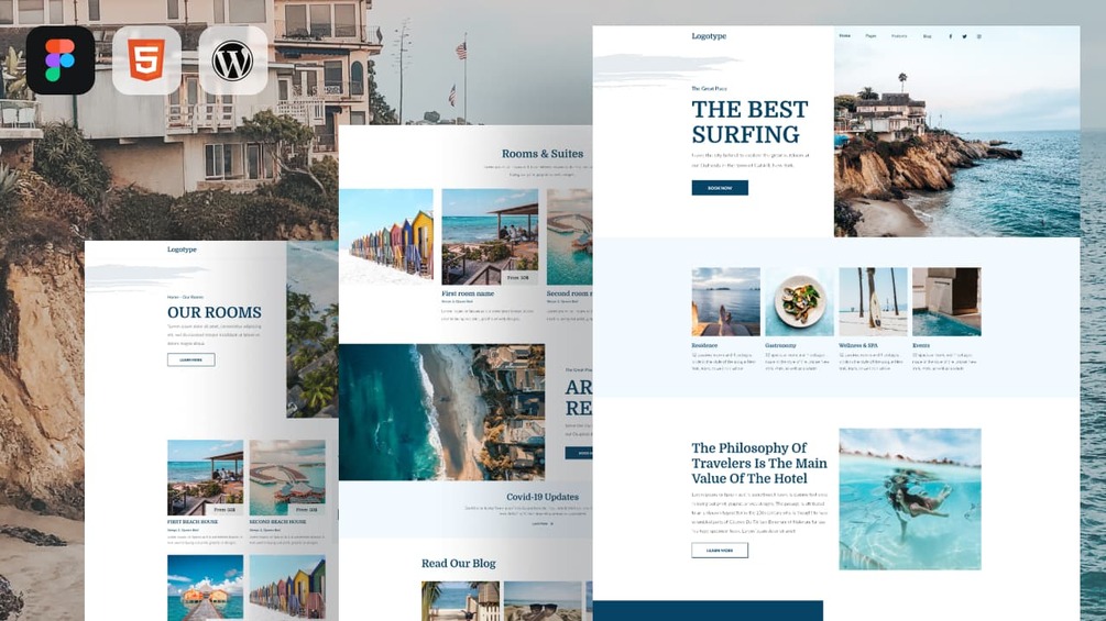 Beach Home design template for summer vacation homes or hotels