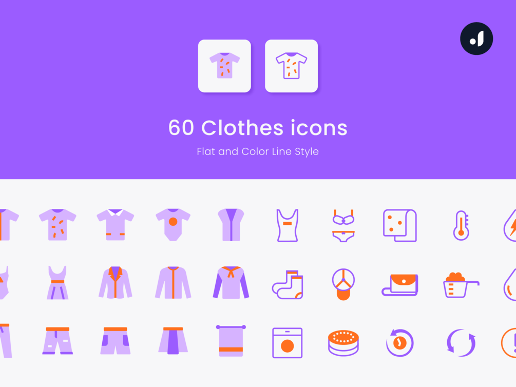60 Clothes icons for Laundry Application
