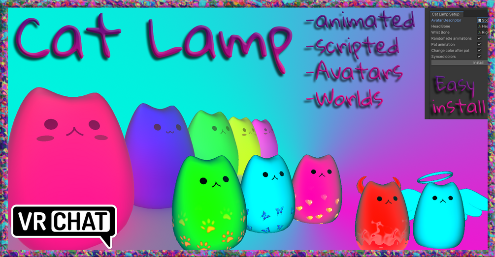 Animated cat lamp for vrchat. World + Avatars