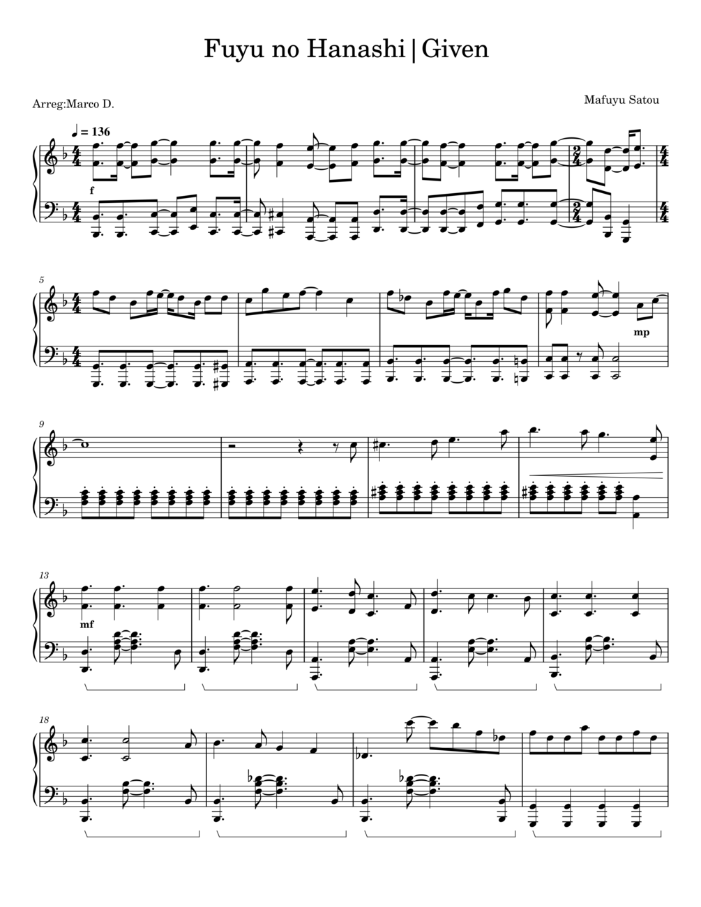 Fuyu no Hanashi | Given SHEET + MIDI