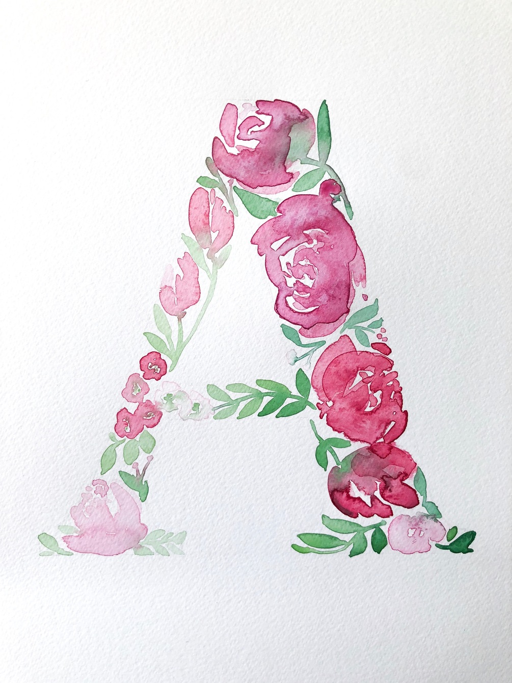 Watercolour Floral Monogram Print (310gsm, Archival Ink)