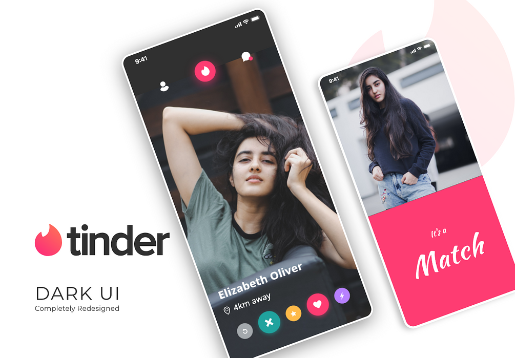 Tinder Redesign - Dark UI Kit By Deseno_Labs