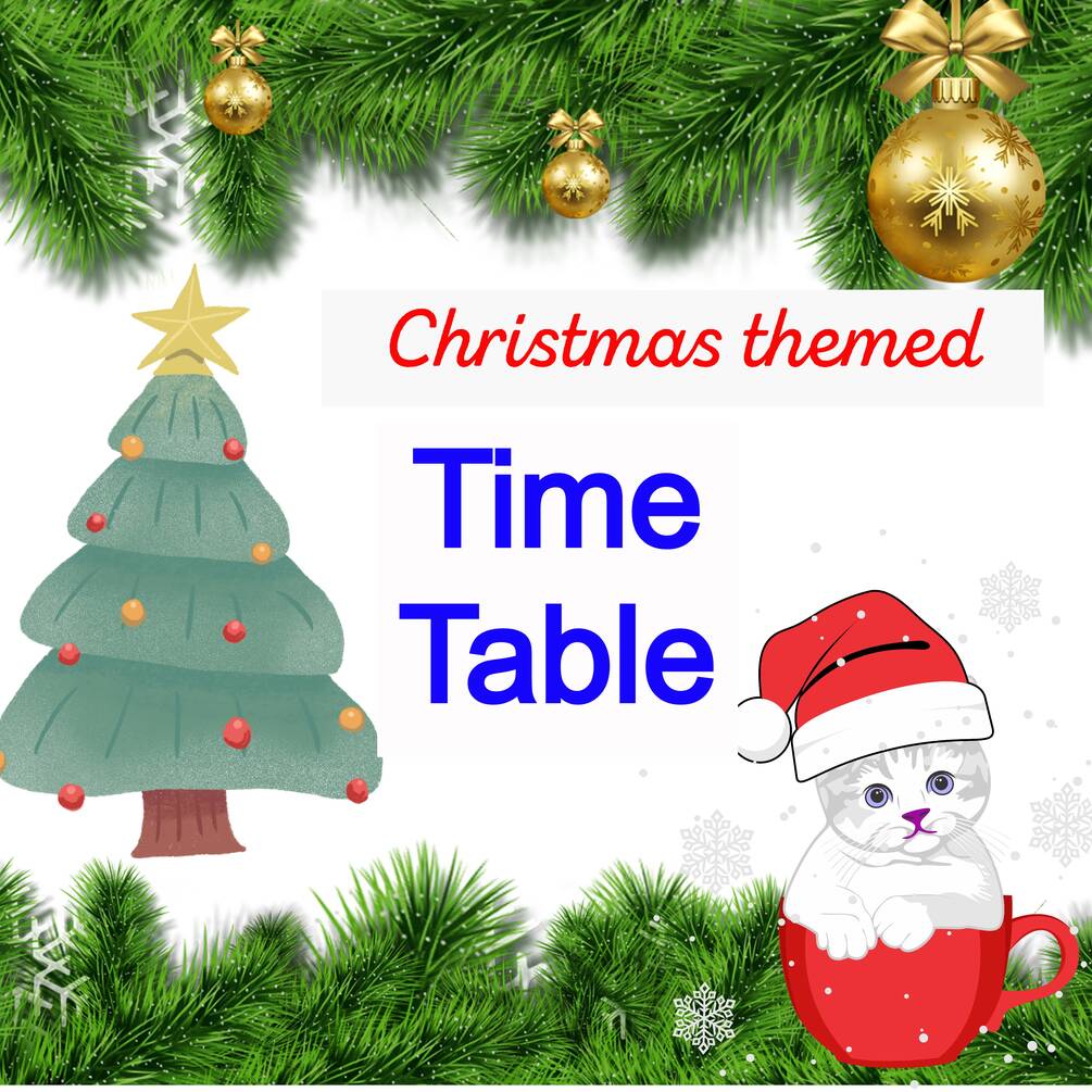 Christmas Themed Time Table Printable Png Template
