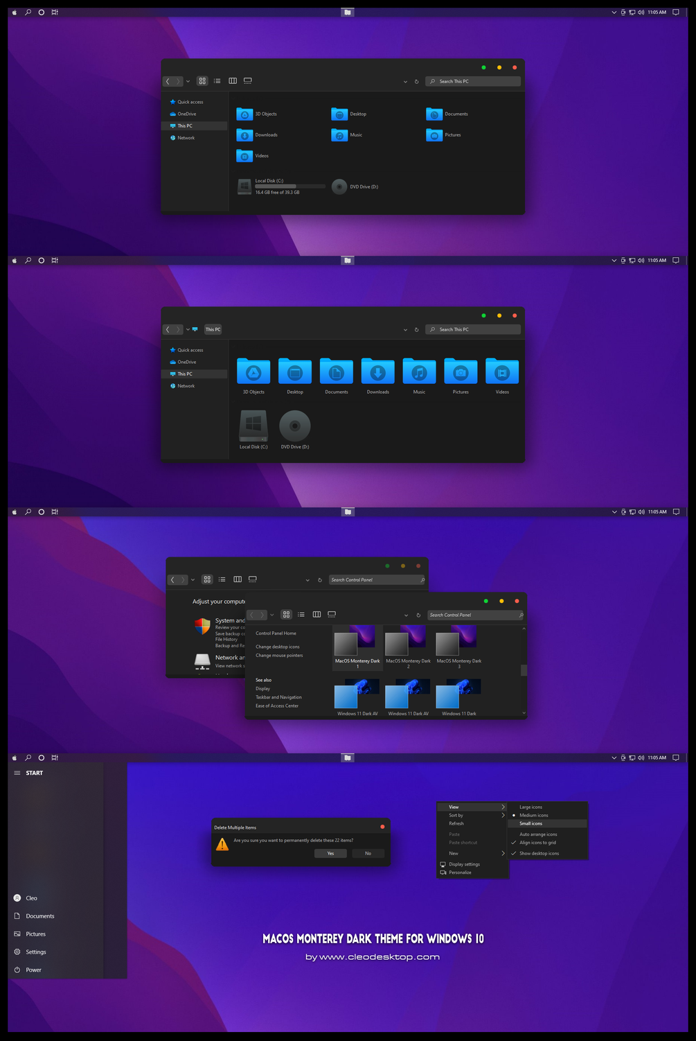 MacOS Monterey Dark Theme For Windows 10