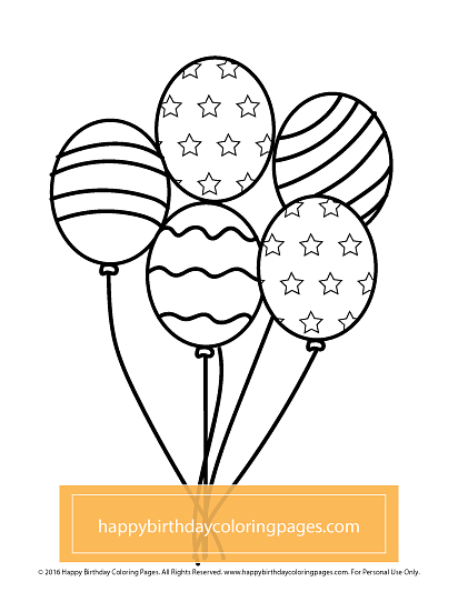 Happy Birthday Balloons Coloring Page #020