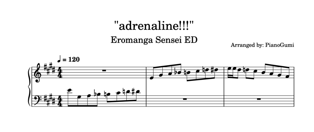 Eromanga Sensei ED - "adrenaline!!!" - Piano Sheet Music