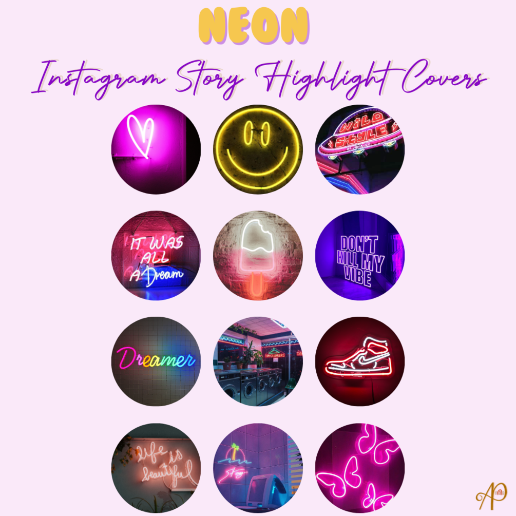 Neon Instagram Highlight Covers