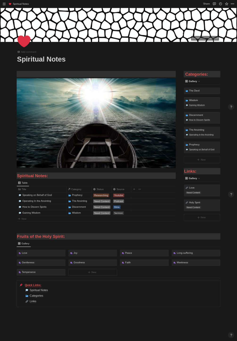 Spiritual Notes Template