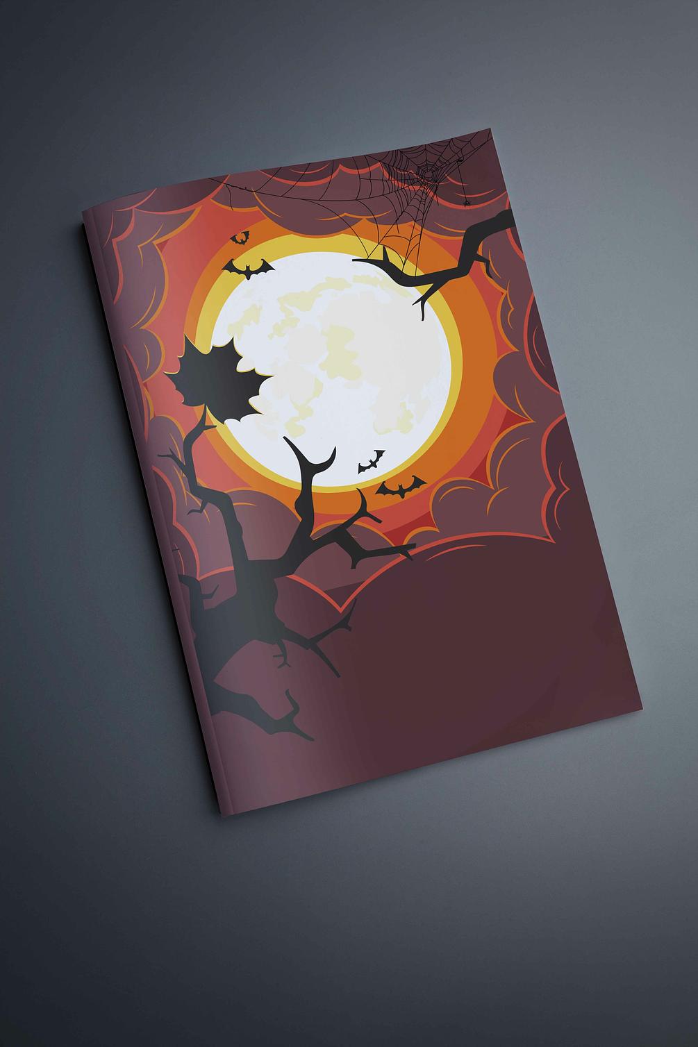 Cloudy Night with Shining Big Moon in the Center for Text style Book ...