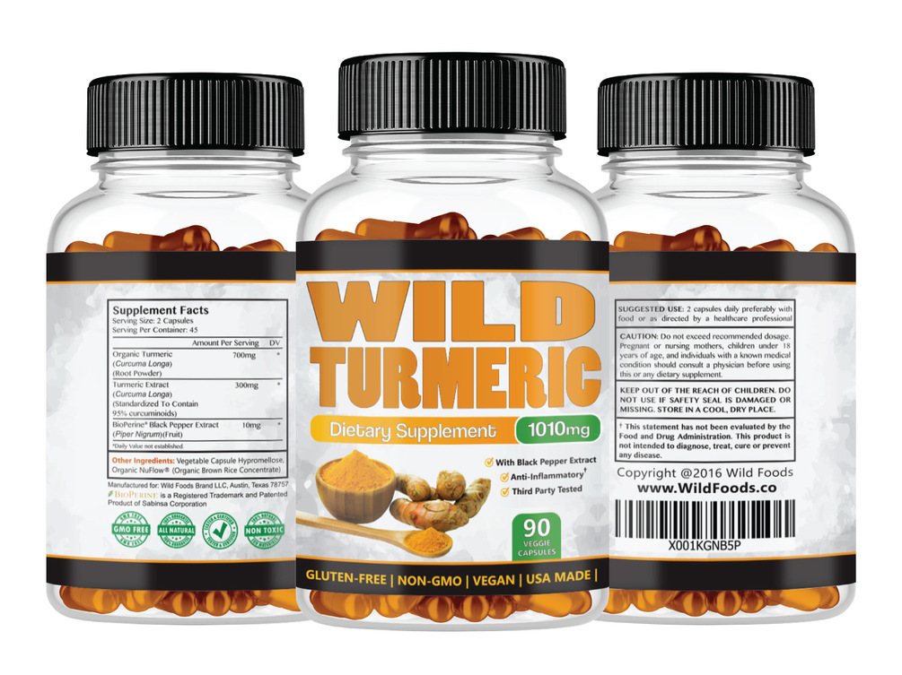 Wild Turmeric Extract Caps Subscription by Wild Foods - 1 Bottle 90x caps