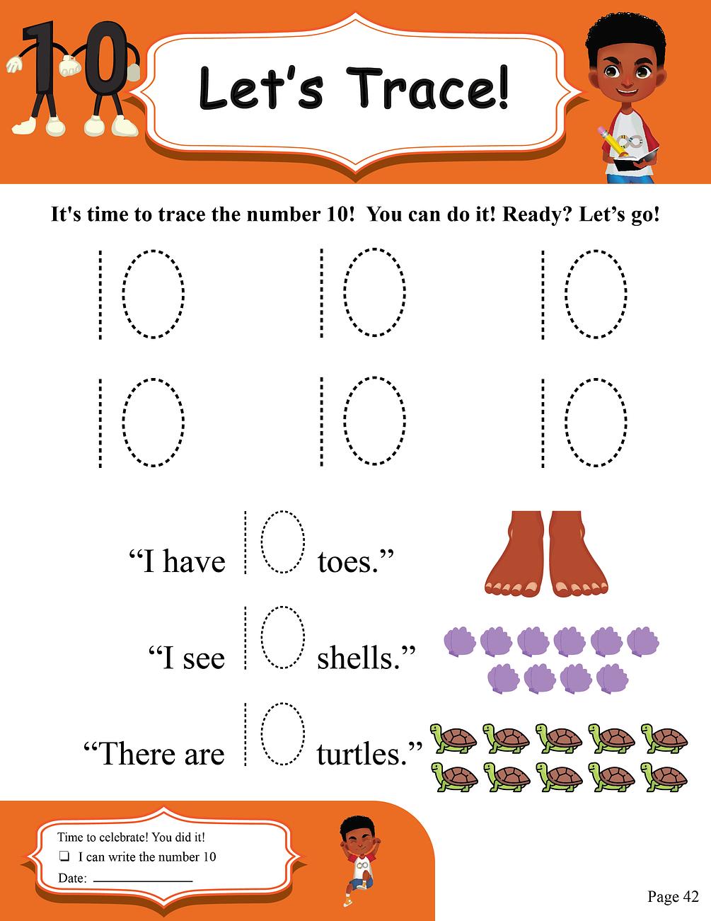 Learning Numbers with Jax: Number 10 Practice (4 worksheet bundle)