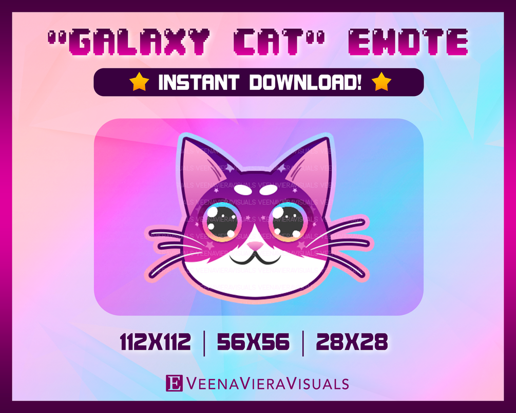 Galaxy Cat Emote | Premade for Twitch & Discord | Instant Download!