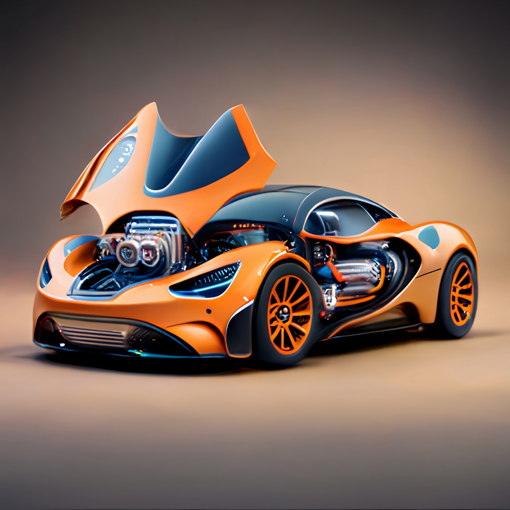 Future electric car 3d graphics design