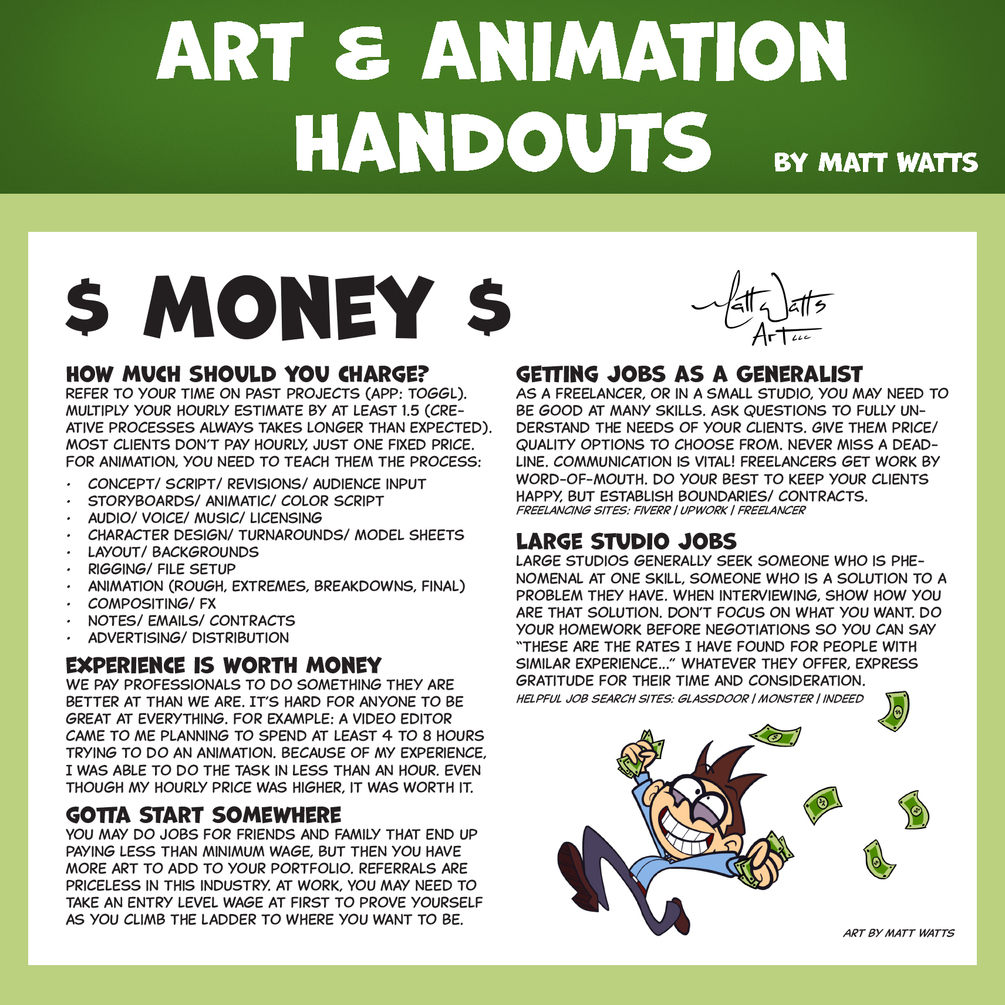 Money- Art and Animation PDF Handouts