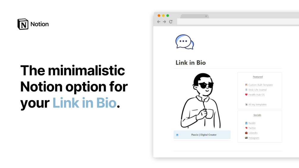 Minimalistic Link In Bio Notion Template