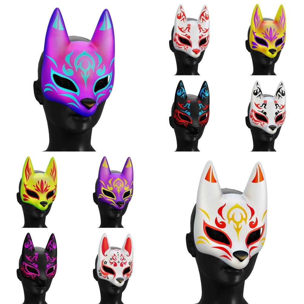 Kitsune Mask Bundle 10 In 1 - Japanese Anime | WOLVES STUDIO