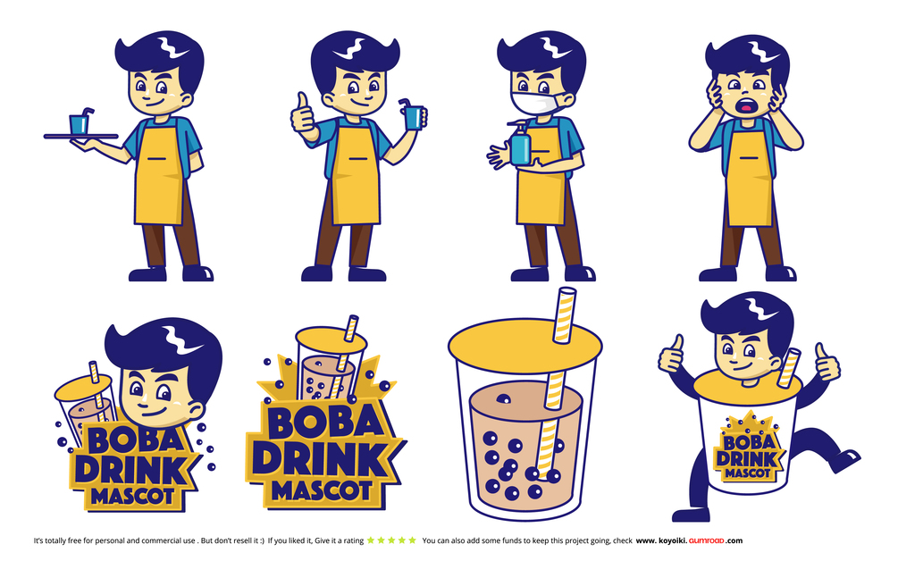 Boba drink mascot