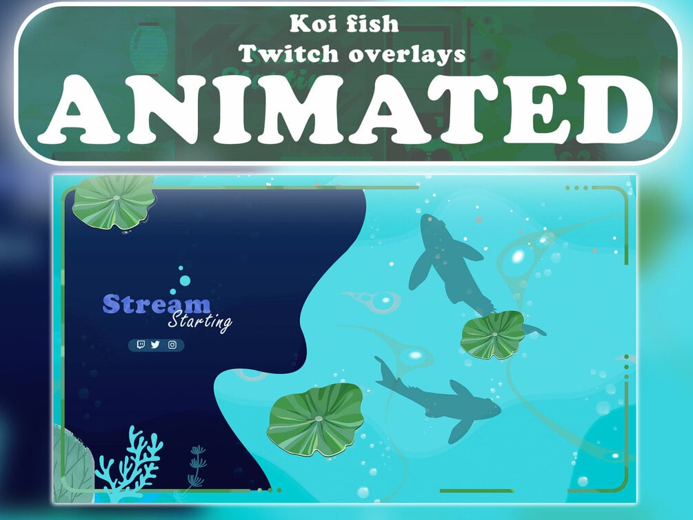 ANIMATED Koi Fish Stream Pack for Twitch ! 4 animated scenes, 5 ...