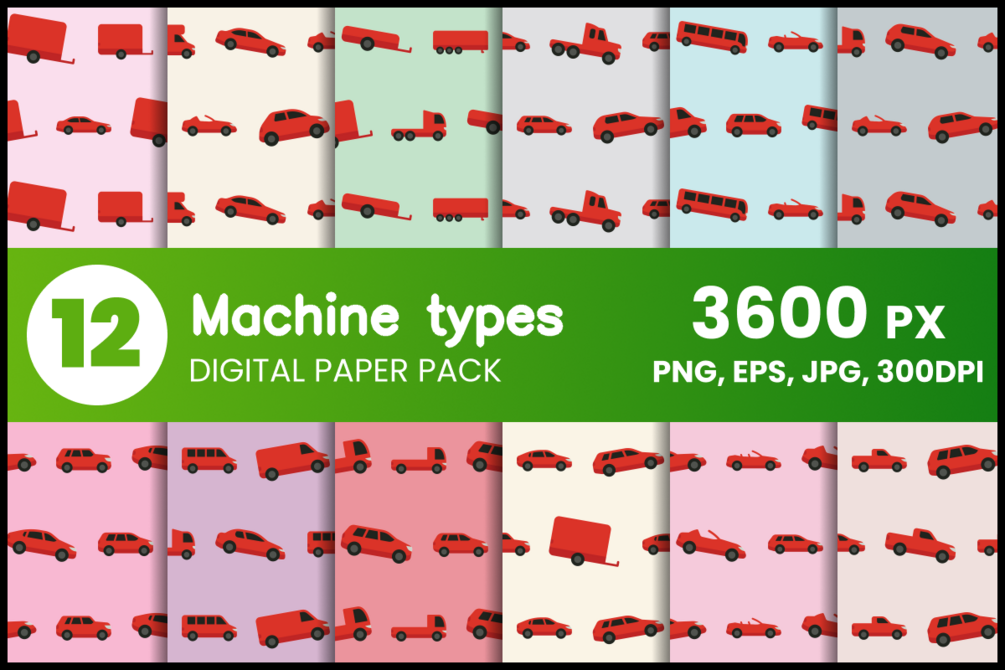 Machine types 12 Digital Paper Set