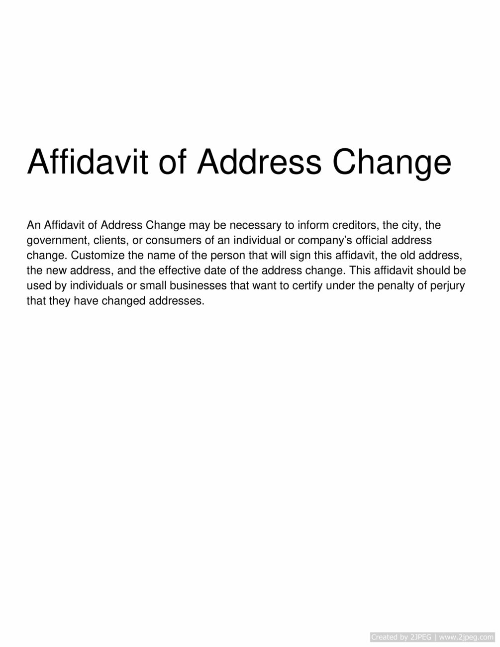 Affidavit of Address Change