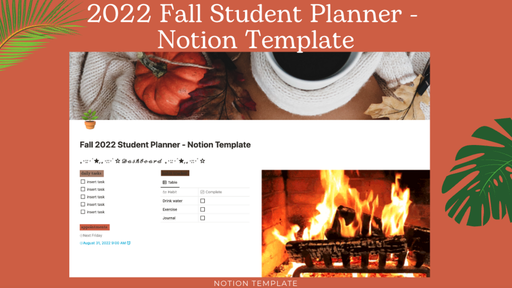 2022 Fall Student Planner - Notion Template [Fall/AutumnThemed]