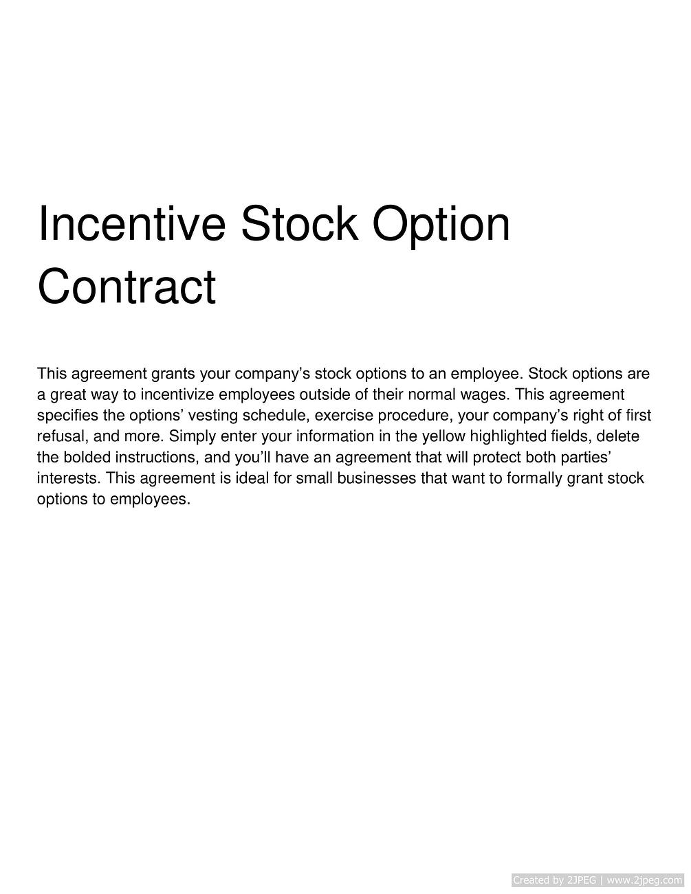Incentive Stock Option Contract