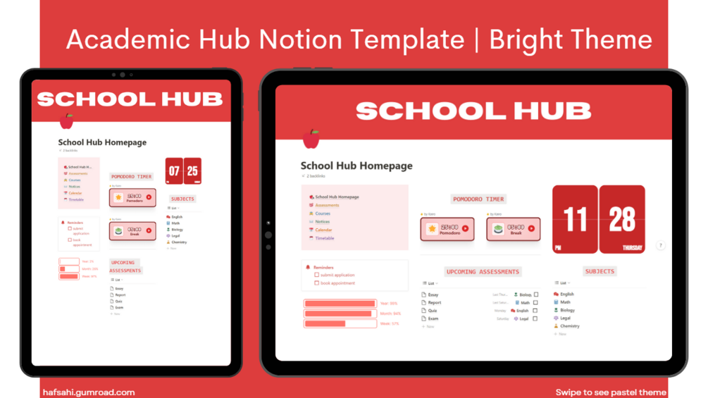 Colourful & Pastel Academic Hub Notion Template With Easy Navigation (2 ...