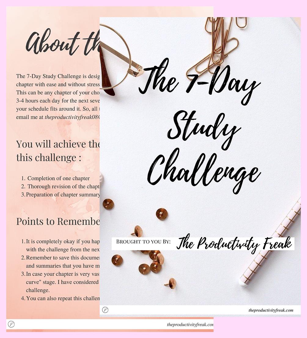 The 7-Day Study Challenge | EDITABLE | PINK