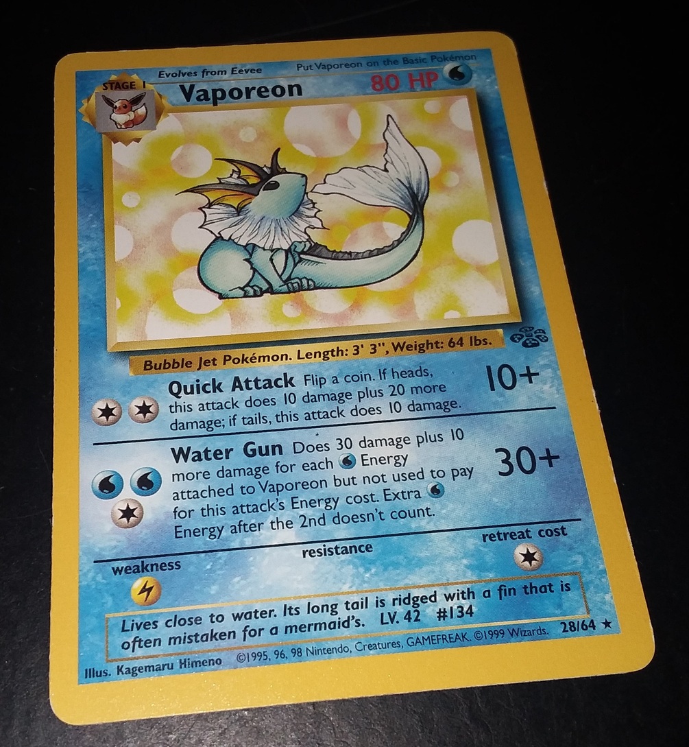 Vaporean Ultra Rare Pokemon Card 28/64 (Shadowless)